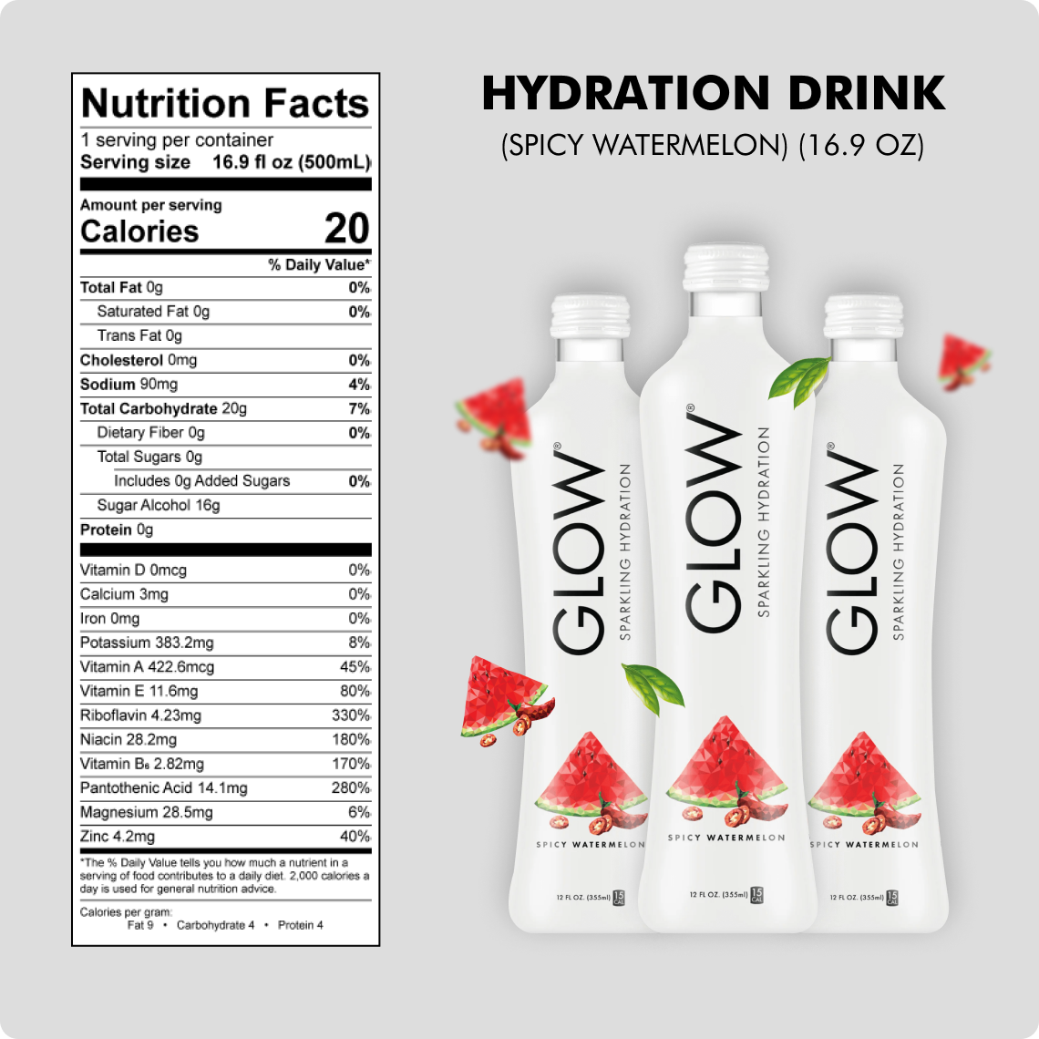 Spicy Watermelon Sparkling Hydration, 12-Pack – GLOW®